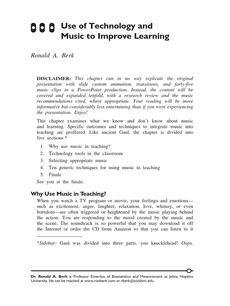 Use of Technology and Music To Improve Learning PDF | PDF | Sesame ...