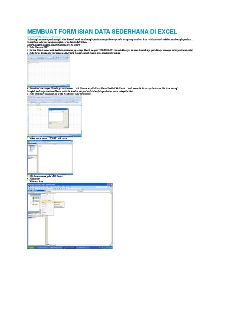 Membuat Form Isian Data Sederhana Di | PDF