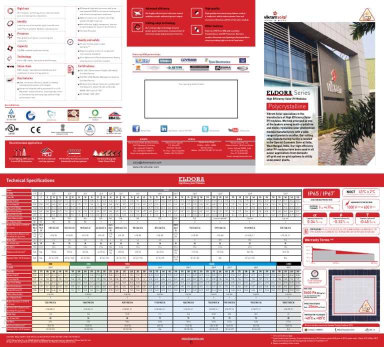DataSheet Module | PDF | Photovoltaics | Photovoltaic System