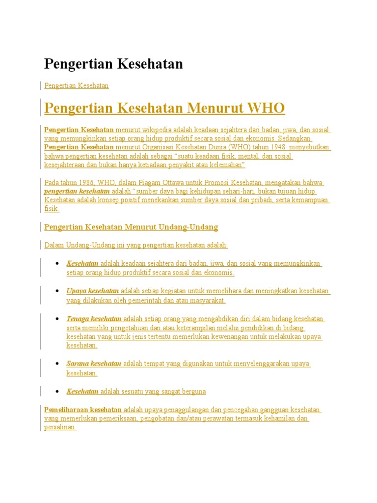 Pengertian Kesehatan | PDF
