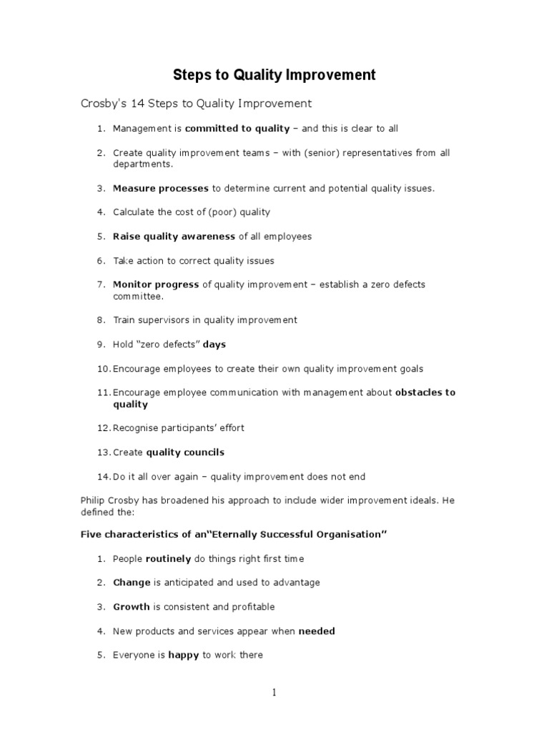 5 Steps To Quality Improvement | PDF