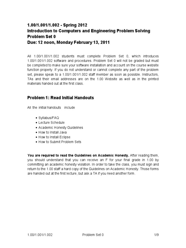 1.00/1.001/1.002 - Spring 2012 Introduction to Computers and ...