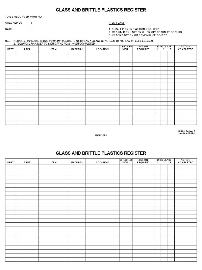 Glass and Brittle Plastics Register | PDF | Materials | Nature
