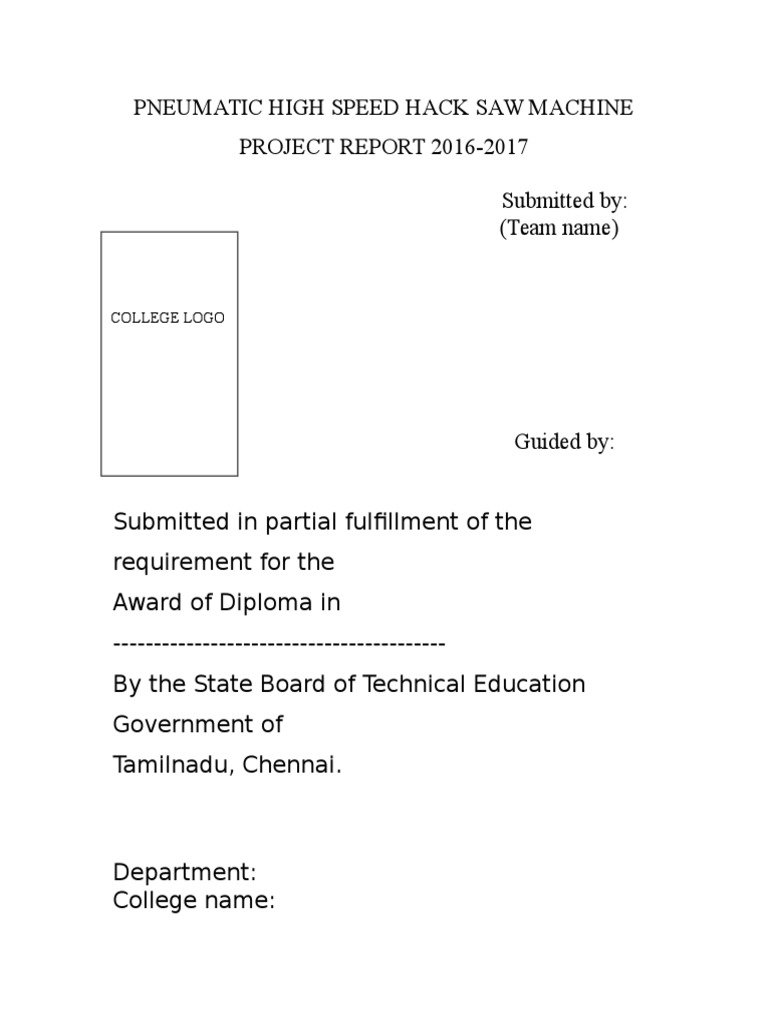 Pneumatic Hack Sawmachine | PDF | Valve | Mechanical Engineering
