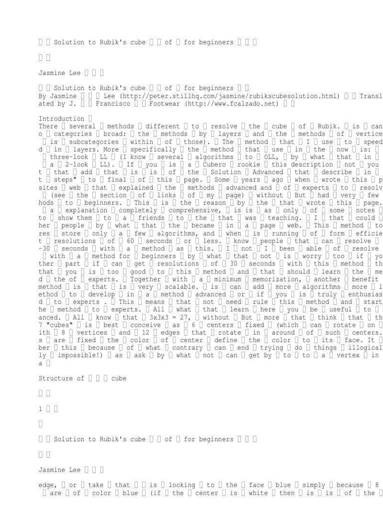 Rubik Cube Solution For Beginners, by Jasmine Lee | PDF | Combinatorics | Theoretical Computer ...