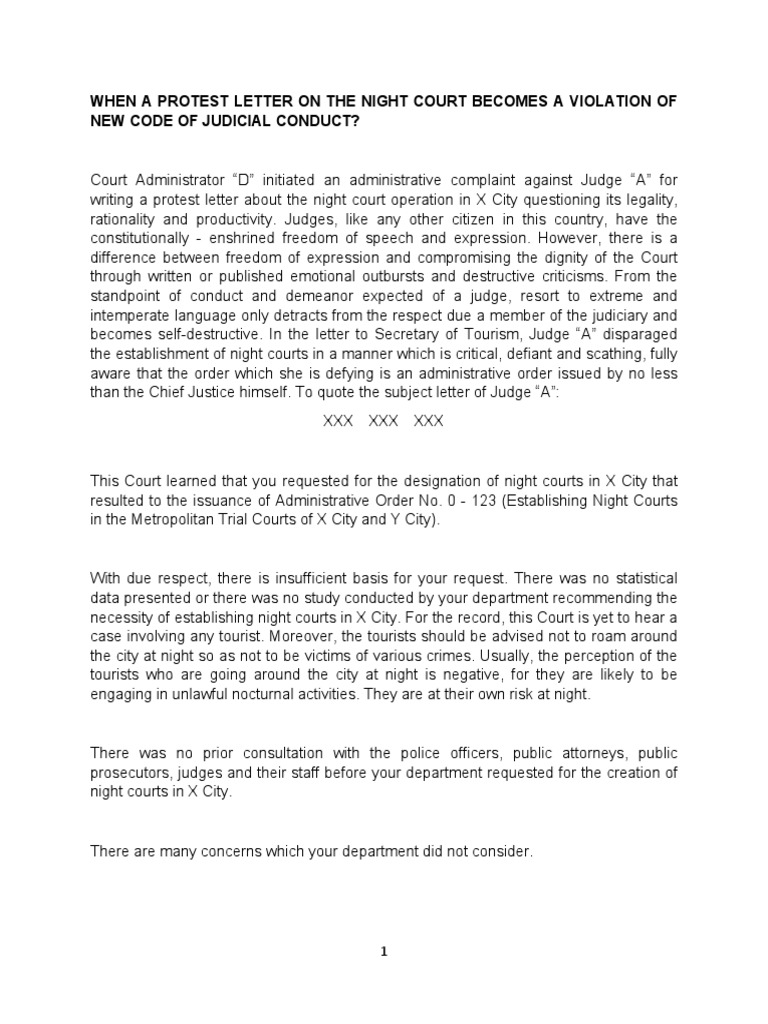 When a Protest Letter on the Night Court Becomes a Violation of New ...
