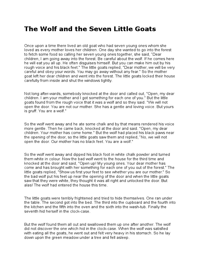 The Wolf and The Seven Little Goats | PDF | Poetry