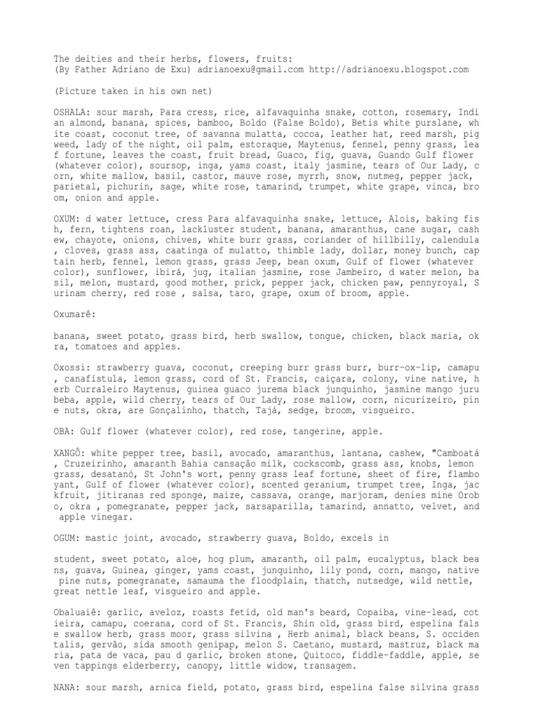 The Deities and Their Herbs | PDF | Domesticated Plants | Botany