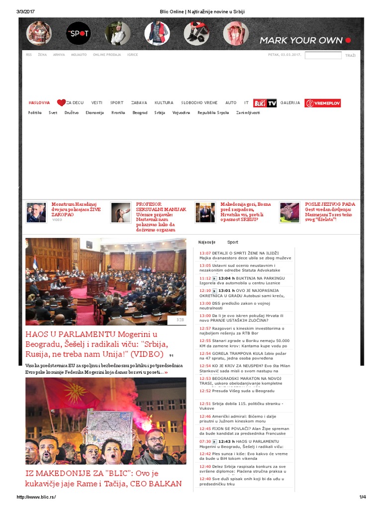 Blic Online - Najtiražnije Novine U Srbiji | PDF