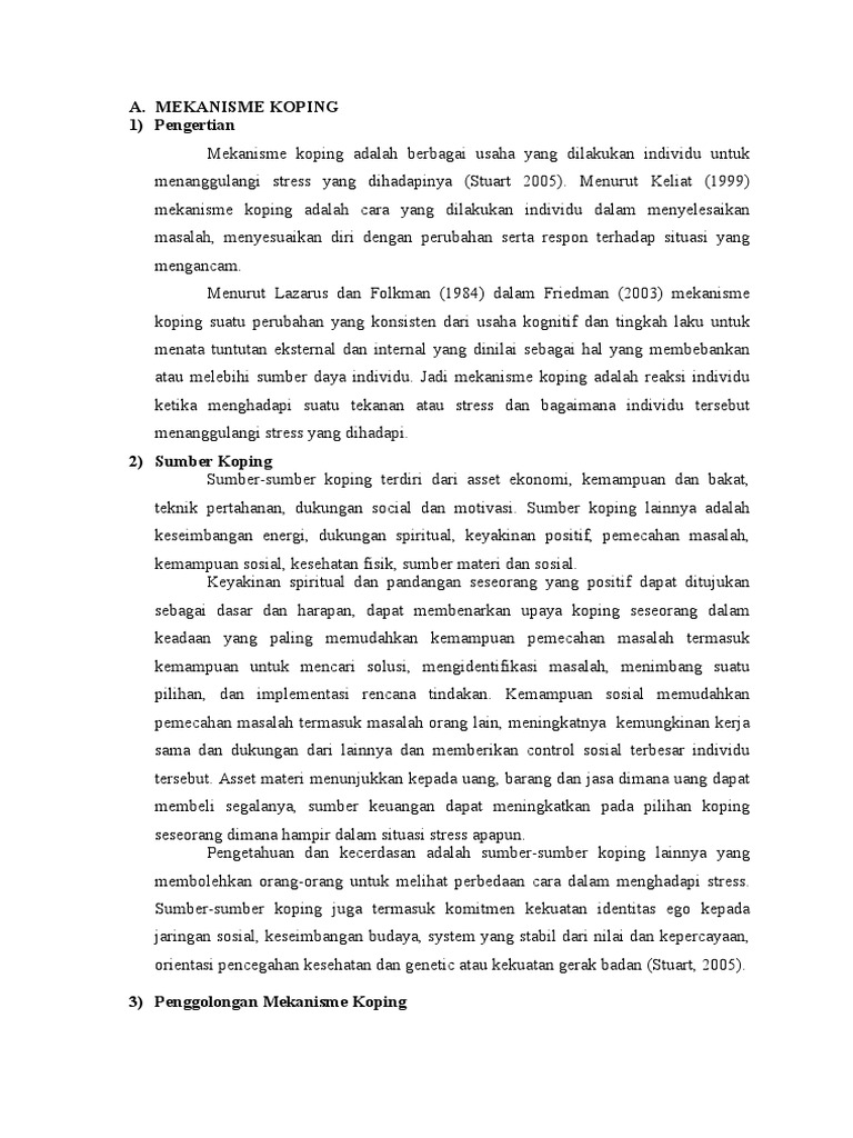 Mekanisme Koping, Stress Dan Gangguan Jiwa | PDF