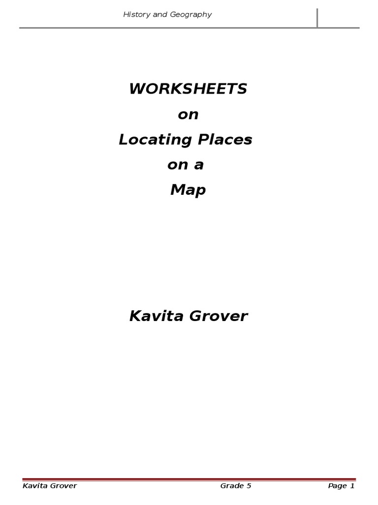 Worksheets On Locating Places On A Map - Geography and History | PDF ...