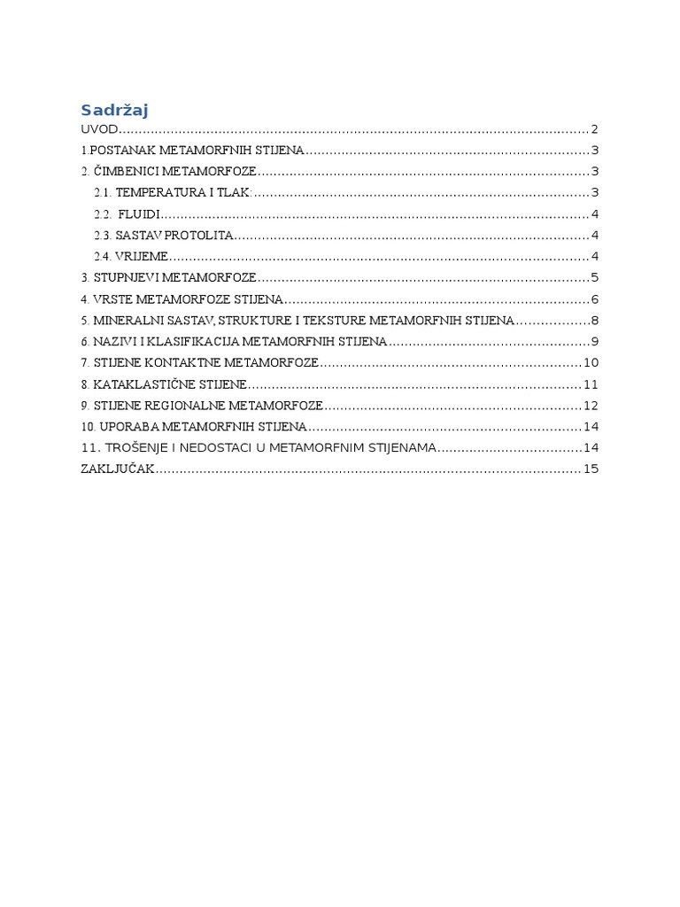 Metamorfne Stijene - Seminarski Rad | PDF