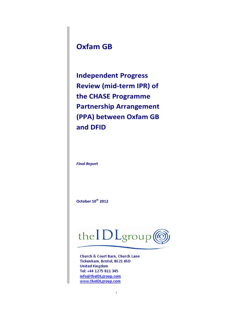 Independent Progress Review of The CSH PPA Between Oxfam and DFID | PDF ...