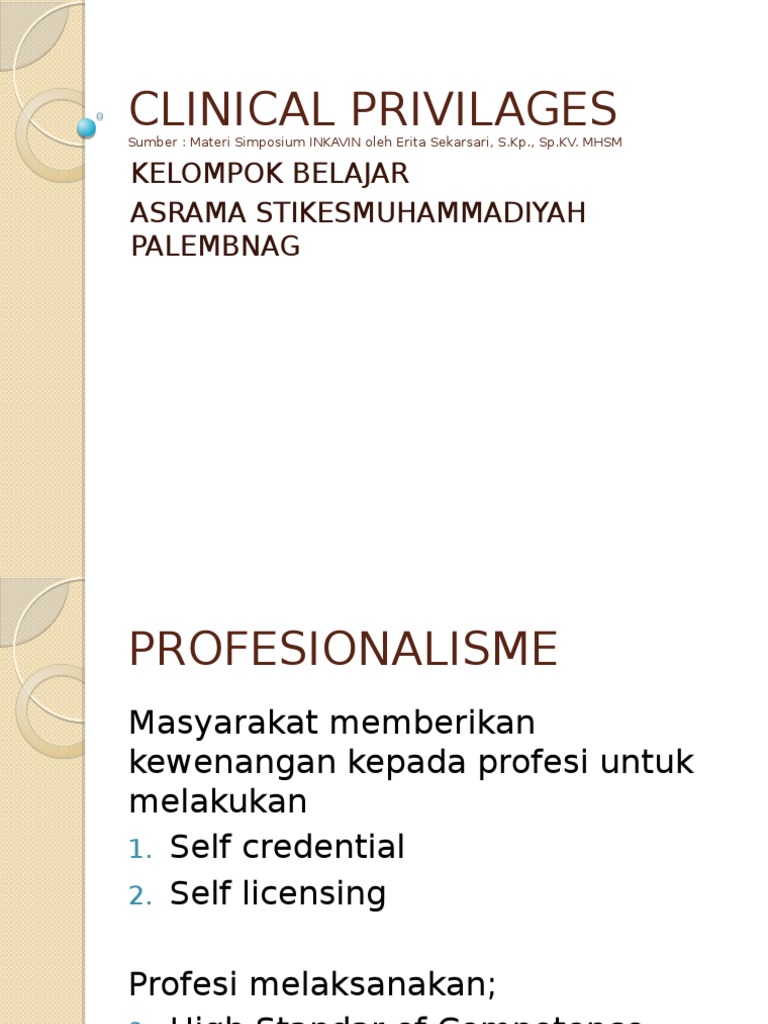 Pertemuan I Clinical Privilages | PDF | Science & Mathematics