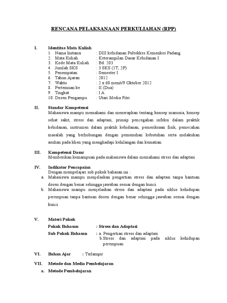RPP Stress Dan Adaptasi | PDF | Karier & Perkembangan | Sains & Matematika
