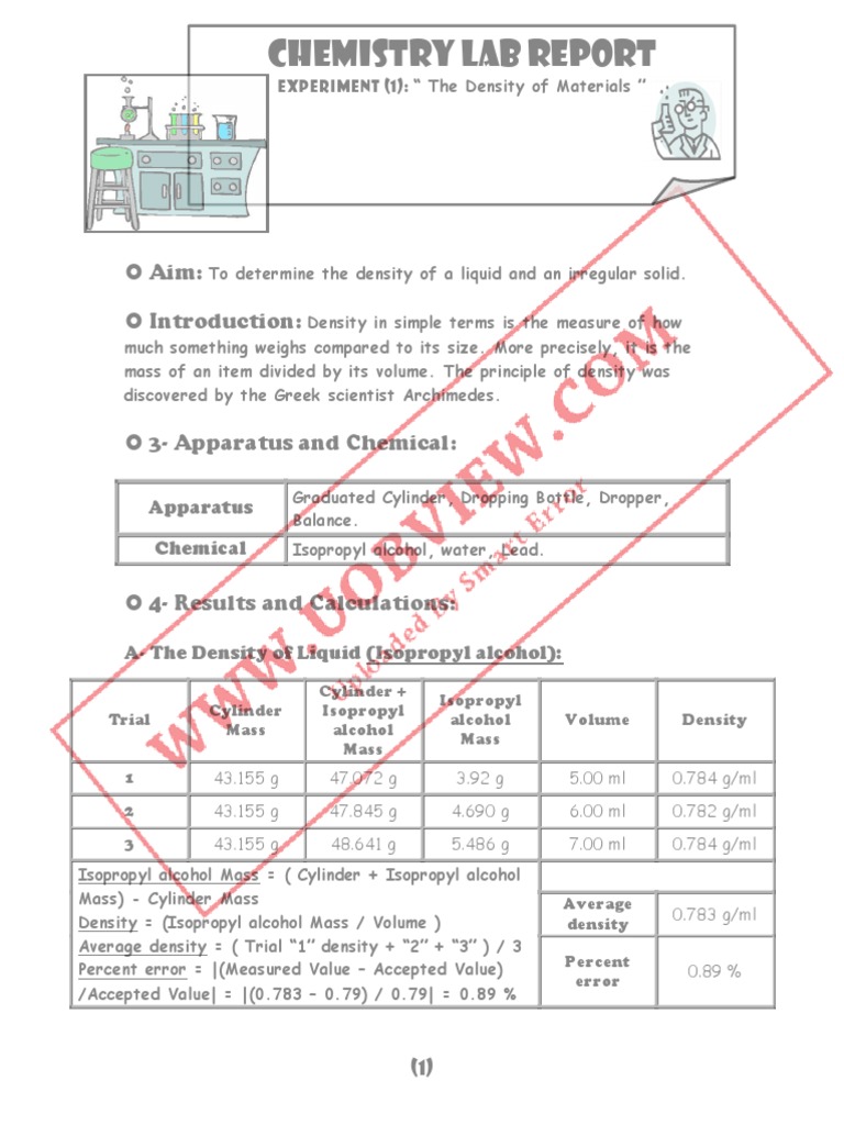 LAb Report 1 | PDF | Density | Physics