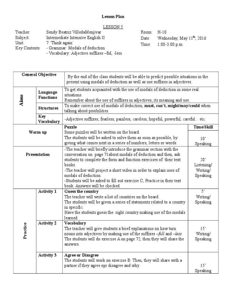 Lesson Plan 5 | Download Free PDF | Linguistic Typology | Linguistic ...