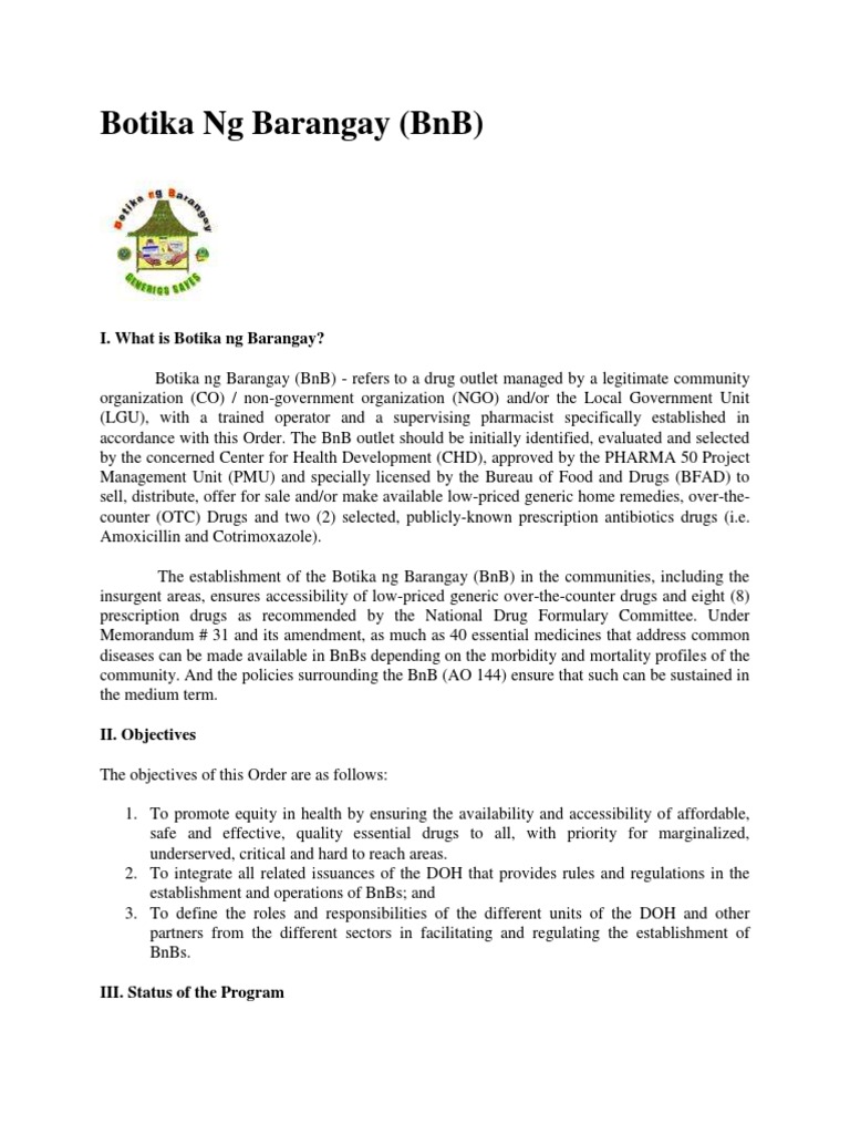 Botika NG Barangay | PDF | Over The Counter Drug | Pharmaceutical Drug