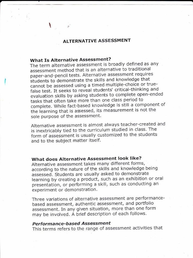 Understanding Alternative Assessment | PDF | Educational Assessment ...
