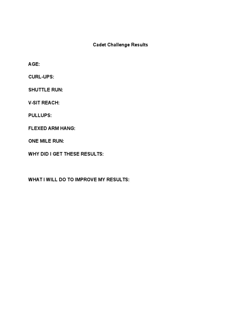 Cadet Challenge | PDF | Wellness
