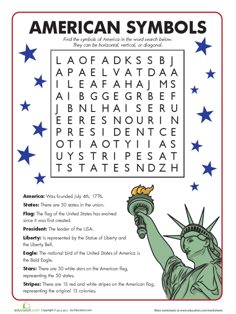 American Symbols Word Search | PDF | Social Science