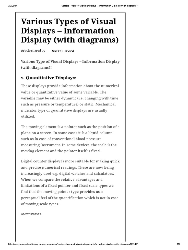Various Types of Visual Displays - Information Display (With Diagrams ...