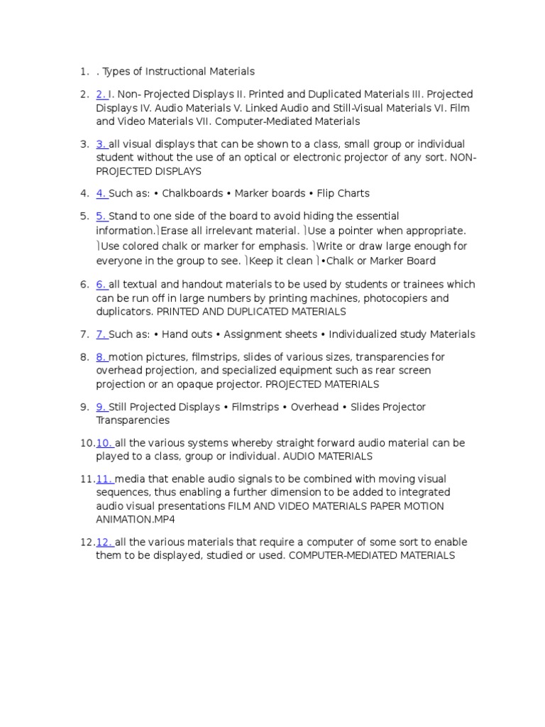 Types of Instructional Materials | PDF