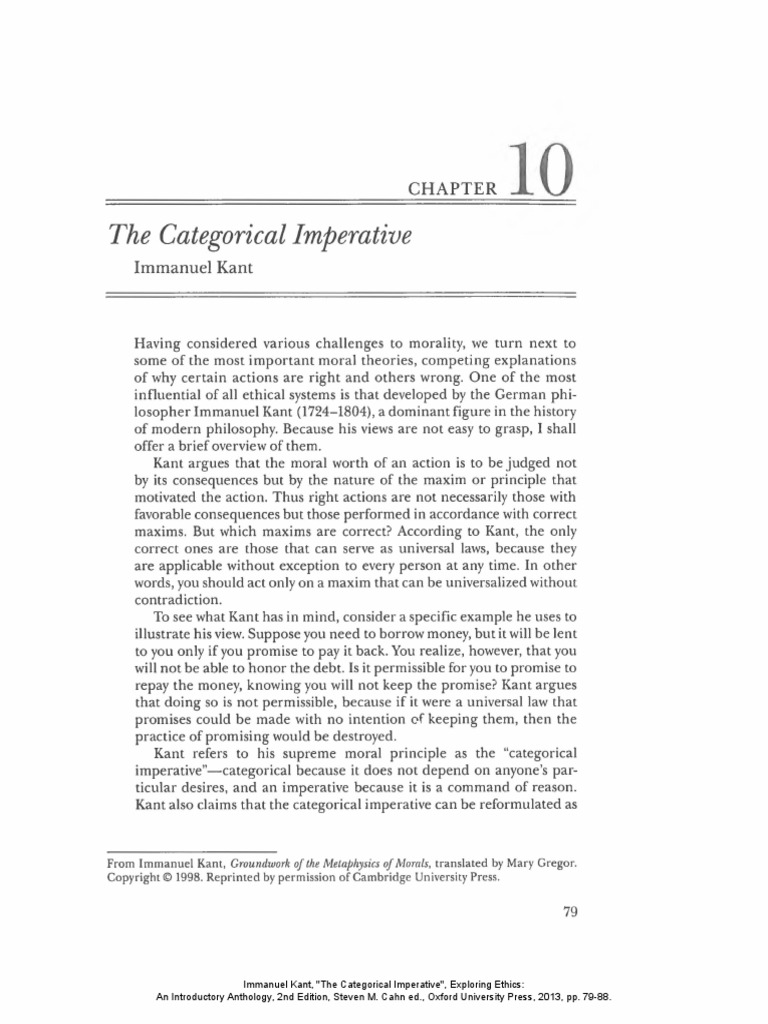 The Categorical Imperative - Kant | PDF | Immanuel Kant | Reason