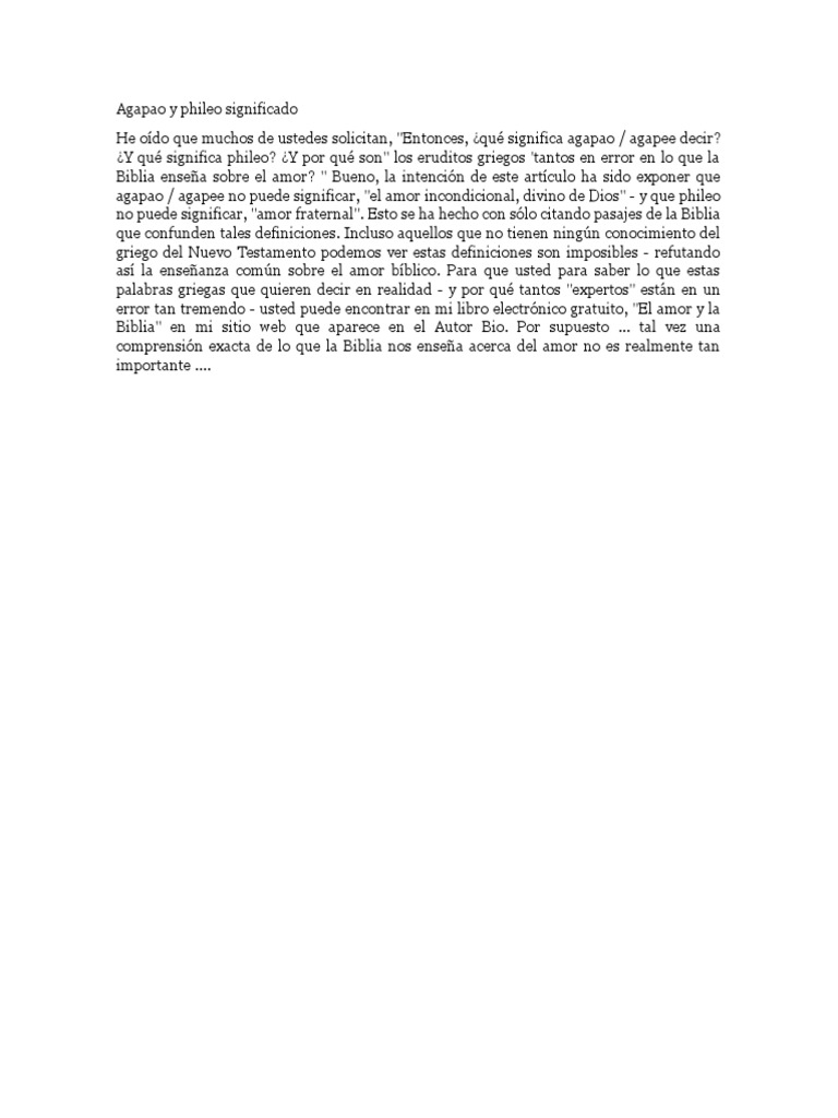 Agapao y Phileo Significado | PDF