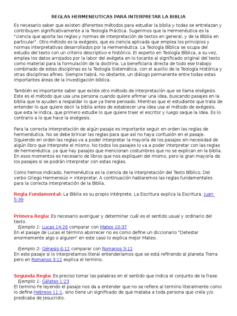 Reglas Hermeneuticas para Interpretar La Biblia | PDF | Pablo el apóstol | Hermenéutica