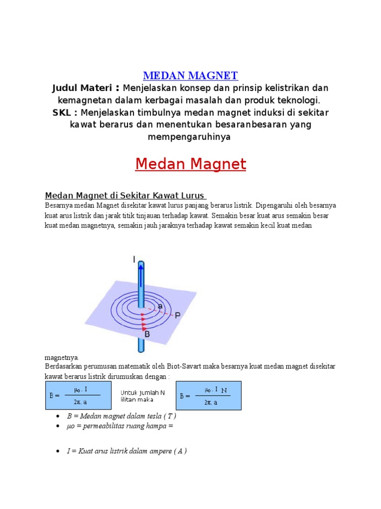 Medan Magnet di Sekitar Kawat dan Benda Berarus Listrik | PDF