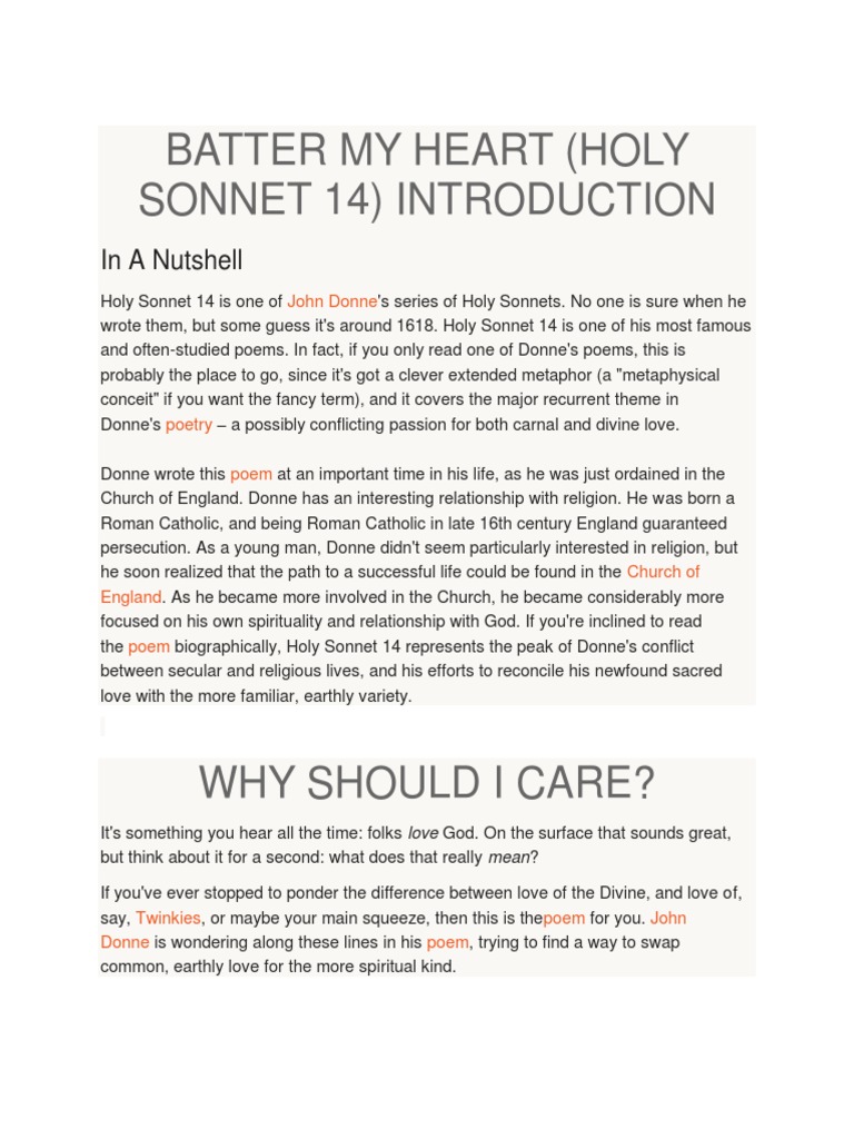 Batter My Heart (Holy Sonnet 14) | Trinity | Poetry