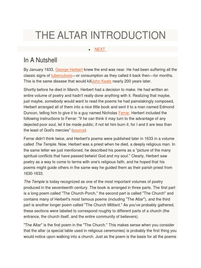 The Altar | PDF | Metre (Poetry) | Sacrifice