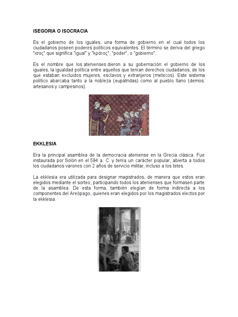 Isegoria o Isocracia, Ekklesia | PDF