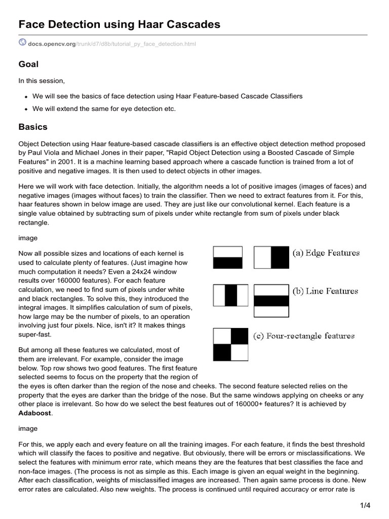 Opencv-Face Detection Using Haar Cascades | PDF | Computer Science | Algorithms