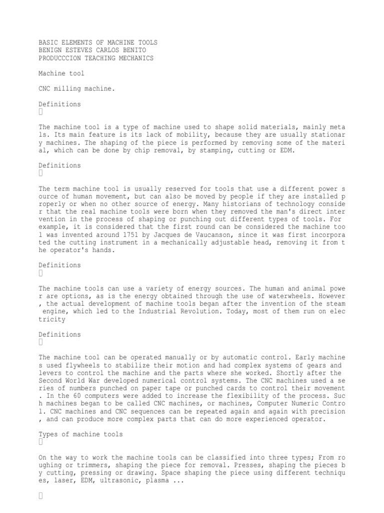 Basic Elements of Machine Tools | Download Free PDF | Machine Tool ...