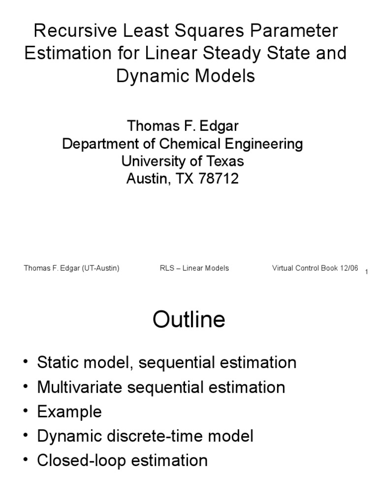 RLS Parameter Estimation for Linear Models | PDF | Systems Theory ...