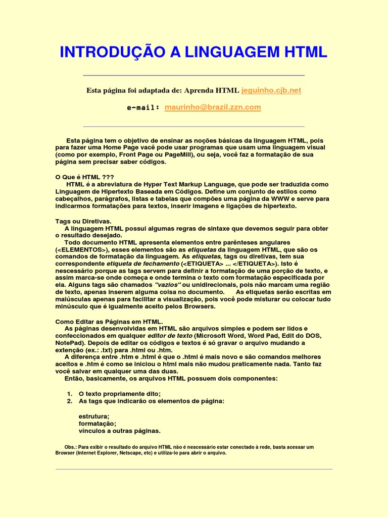 Tudo Sobre HTML PDF | PDF | Html | E-mail