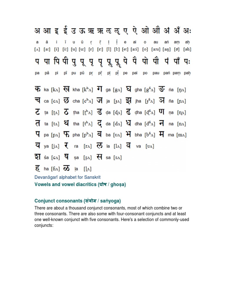 How To Read Sanskrit Alphabets | PDF