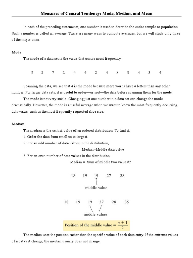 Measures of Central Tendency | PDF | Mode (Statistics) | Mean