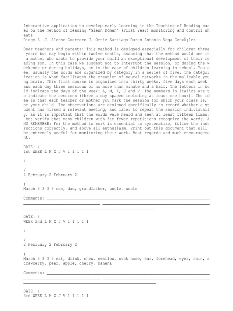 Method Glenn Doman Reading Child Stimulation | PDF