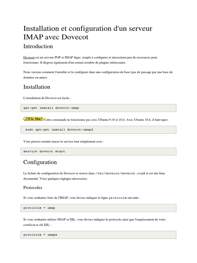 Installation Dovecot et Postfix IMAP | PDF | Serveur (Informatique ...