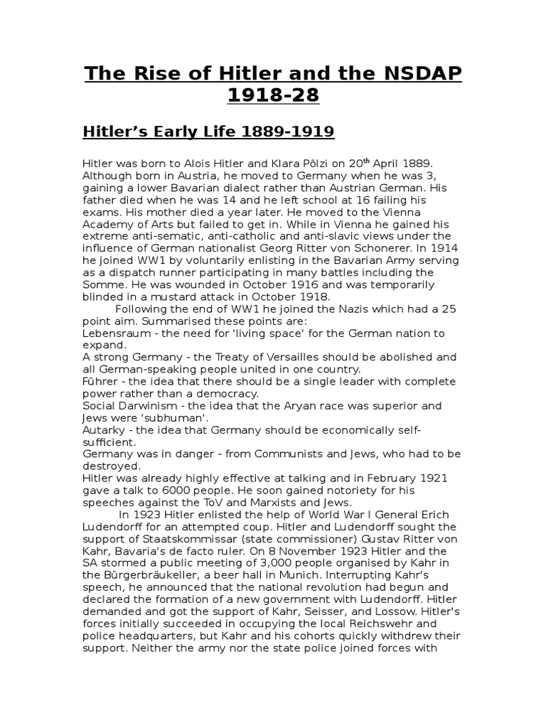 The Rise of Hitler and The NSDAP | PDF | Adolf Hitler | Fascist States