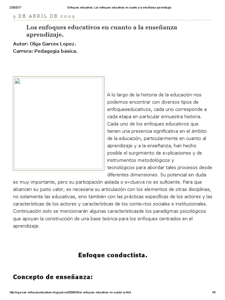 Enfoques Educativos - Los Enfoques Educativos en Cuanto A La Enseñanza ...