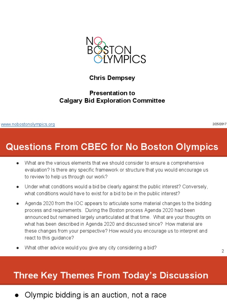 No Boston Olympics Presentation To Calgary Bid Exploration Committee ...
