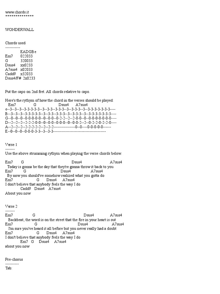 Wonderwall | PDF | Song Structure | Musical Forms