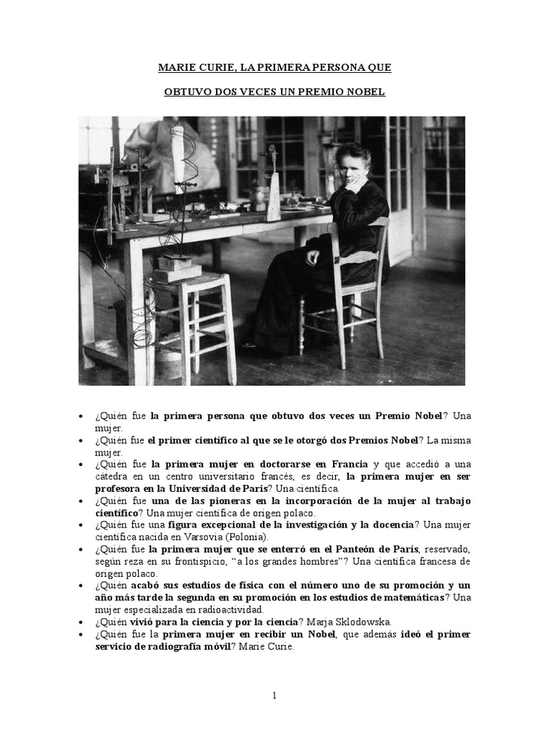 Marie Curie | PDF | Marie Curie | premio Nobel