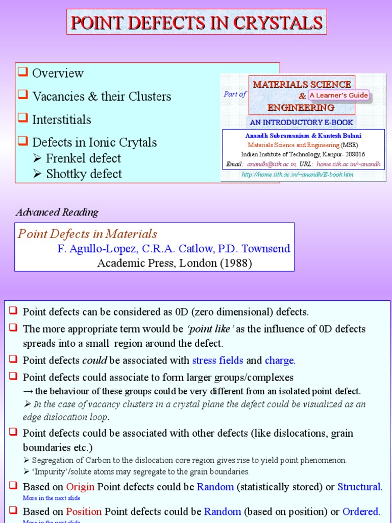 Crystal Imperfections Point Defects | PDF | Ion | Crystallographic Defect