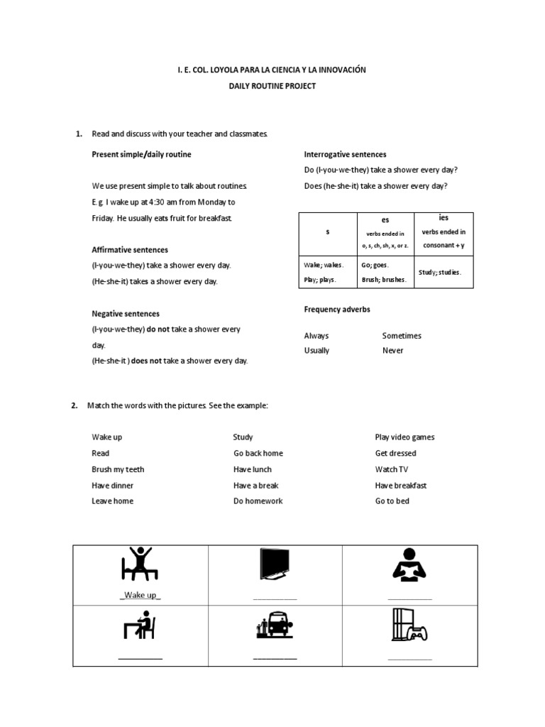 Daily Routine Project | PDF | Workweek And Weekend | Syntactic ...