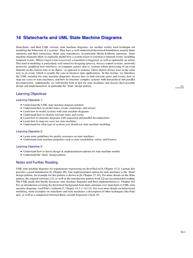 16 Statecharts and UML State Machine Diagrams: Learning Objectives | PDF | Conceptual Model ...